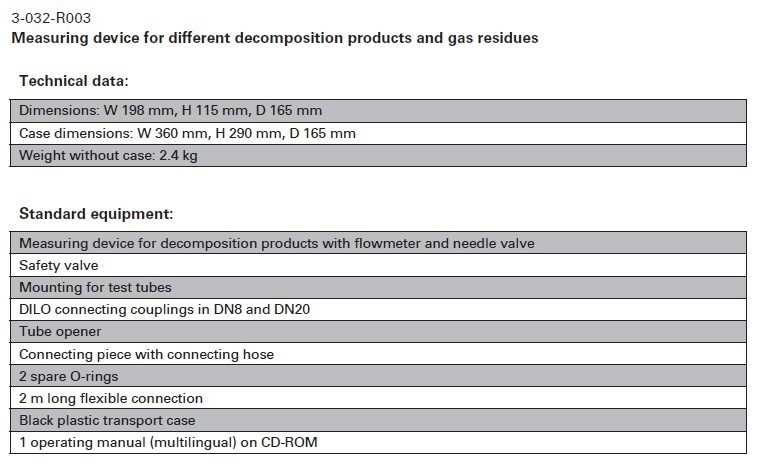 DILO 3-032-R003 Measuring device decomposition products and gas residues - ARC Brasov